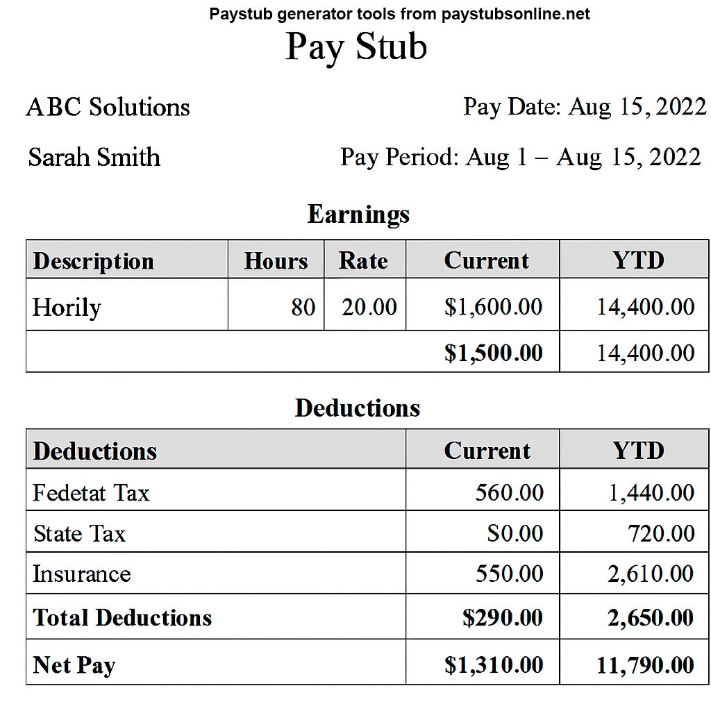 Paystub Generator: Create Professional Pay Stubs Online